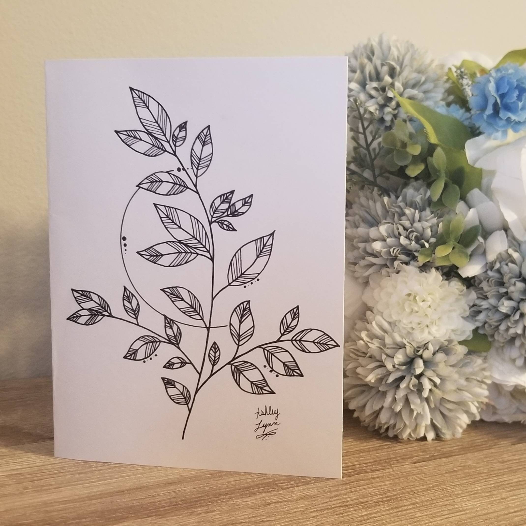4 Pack of Blank Spring Geometric Leaves Card From the Spring Collection ...