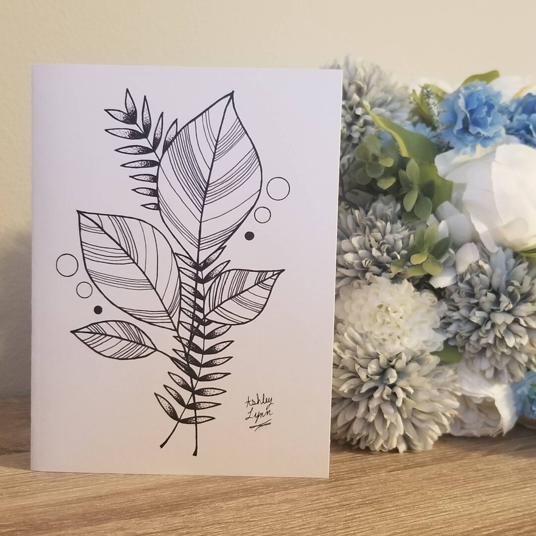 4 Pack of Blank Spring Leaves Bouquet Card From the Spring Collection ...