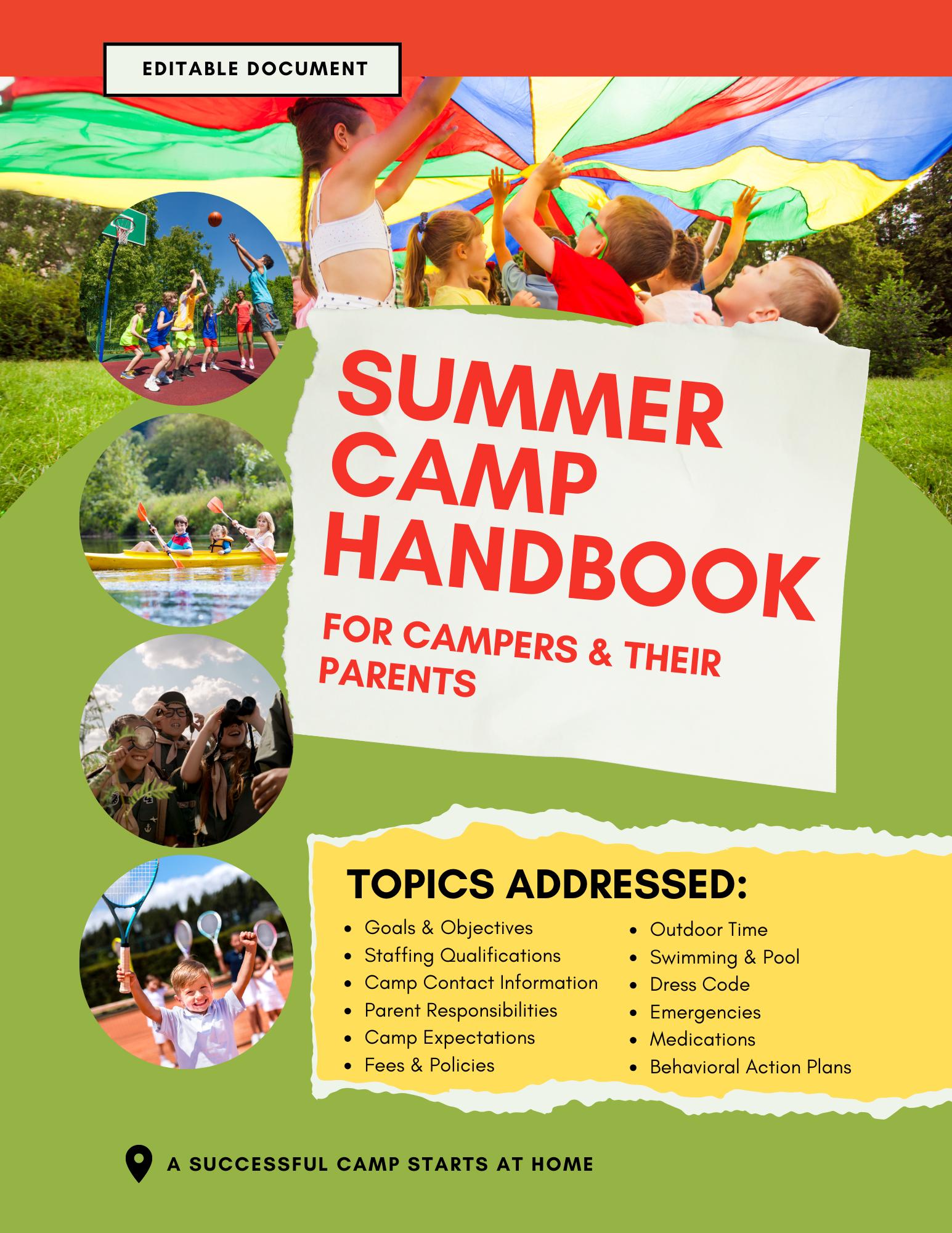 Editable Summer Camp Parent Handbook Template - Etsy