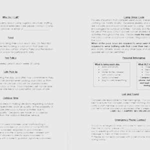Editable Summer Camp Parent Handbook Template - Etsy