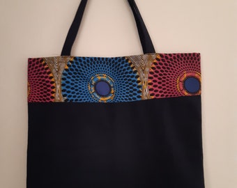 Large African Print Tote Bag With Leather Handle - Etsy