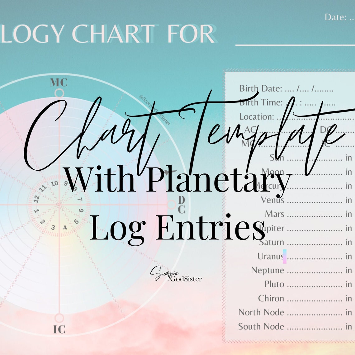 Astrology Chart Template With Planetary Log Entries - Rosé - Etsy