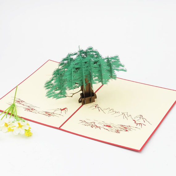 Handmade willow green tree 3D Pop Up Card 3D Birthday Card Popup Card ...