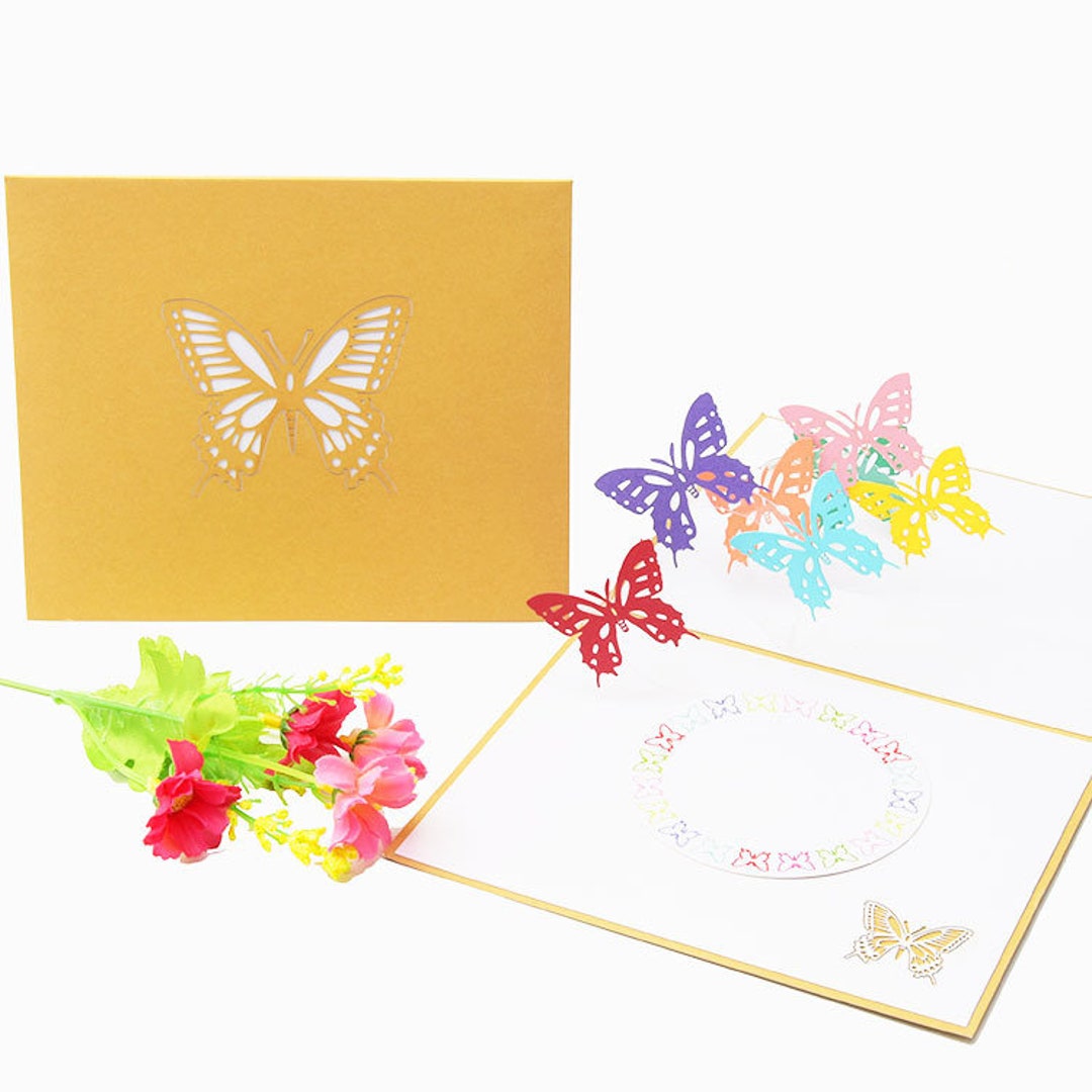 Handmade Butterfly 3D Pop up Card 3D Birthday Popup Card 3D Greeting ...
