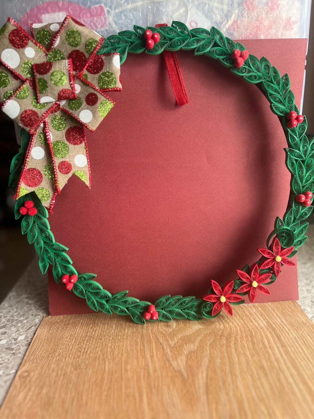 Quilled Christmas Wreath With Bow - Etsy