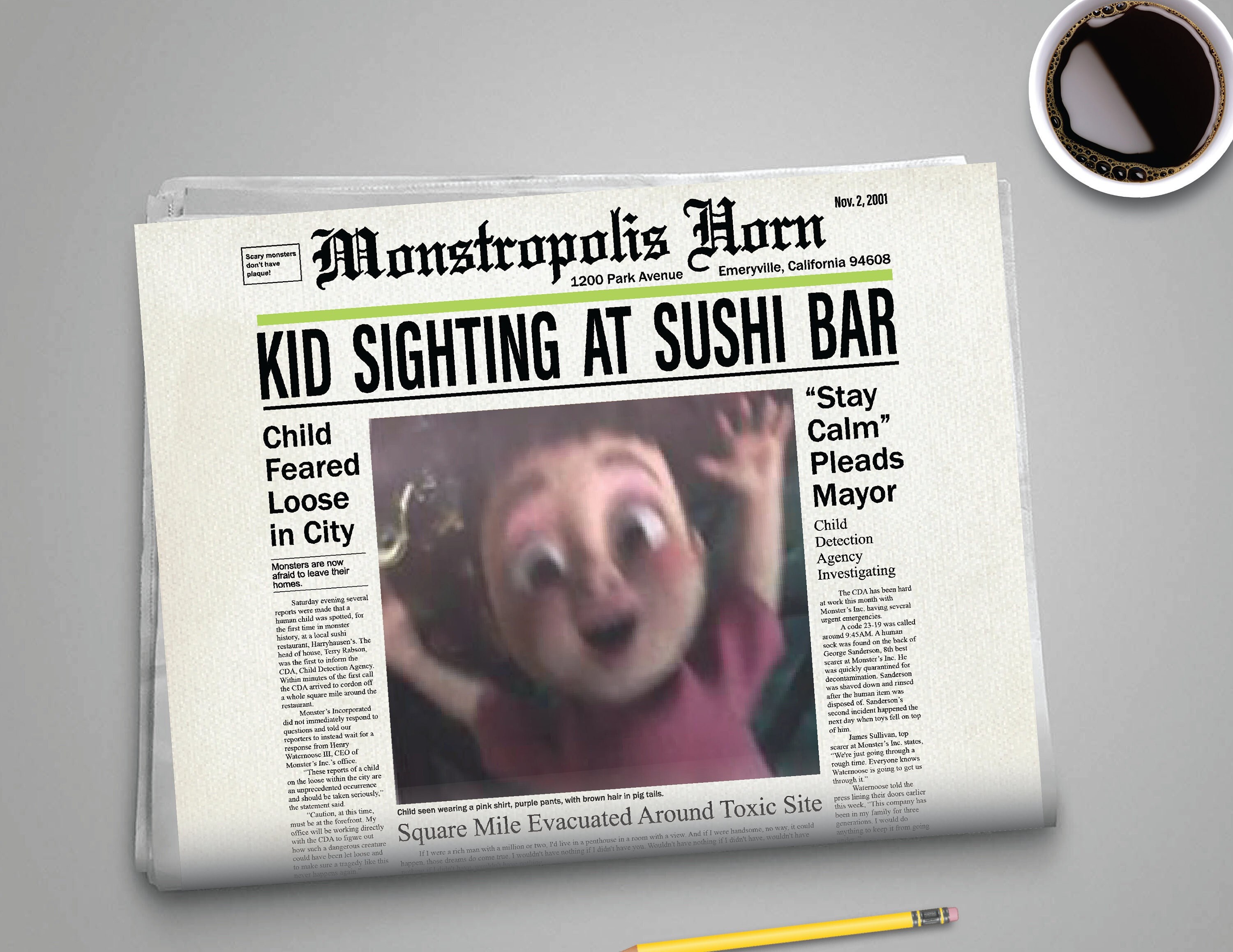 Monster's Inc. Newspaper Cover - Etsy