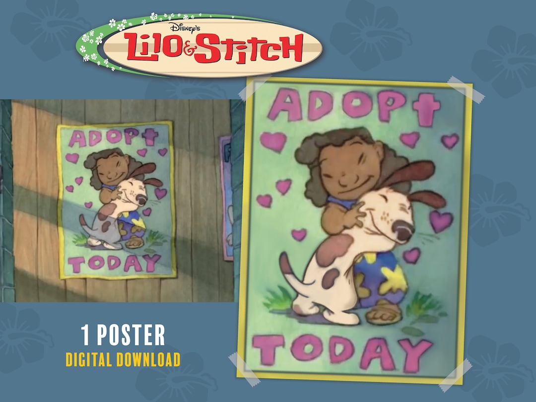Adopt Today Hund und Mädchen Hawaii Poster Replik Von Lilo und Stitch ...