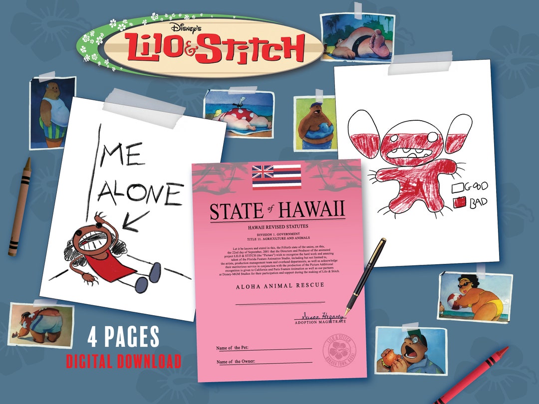 Lilo and Stitch Adoption Paper, Me Alone Drawing, Badness Level Drawing ...