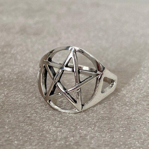 Pentagram Ring STERLING SILVER 925 Floral Pentacle Sacred - Etsy