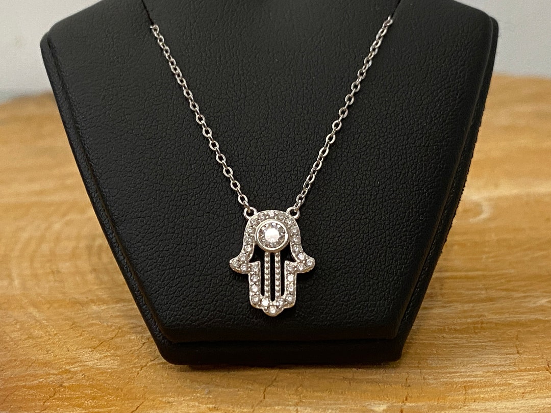 Silver Hamsa Necklace 925 Sterling Silver Protection Hamsa - Etsy