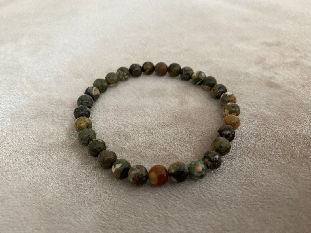 Rainforest Jasper Bracelet Gemstone Beaded Bracelet 6mm - Etsy
