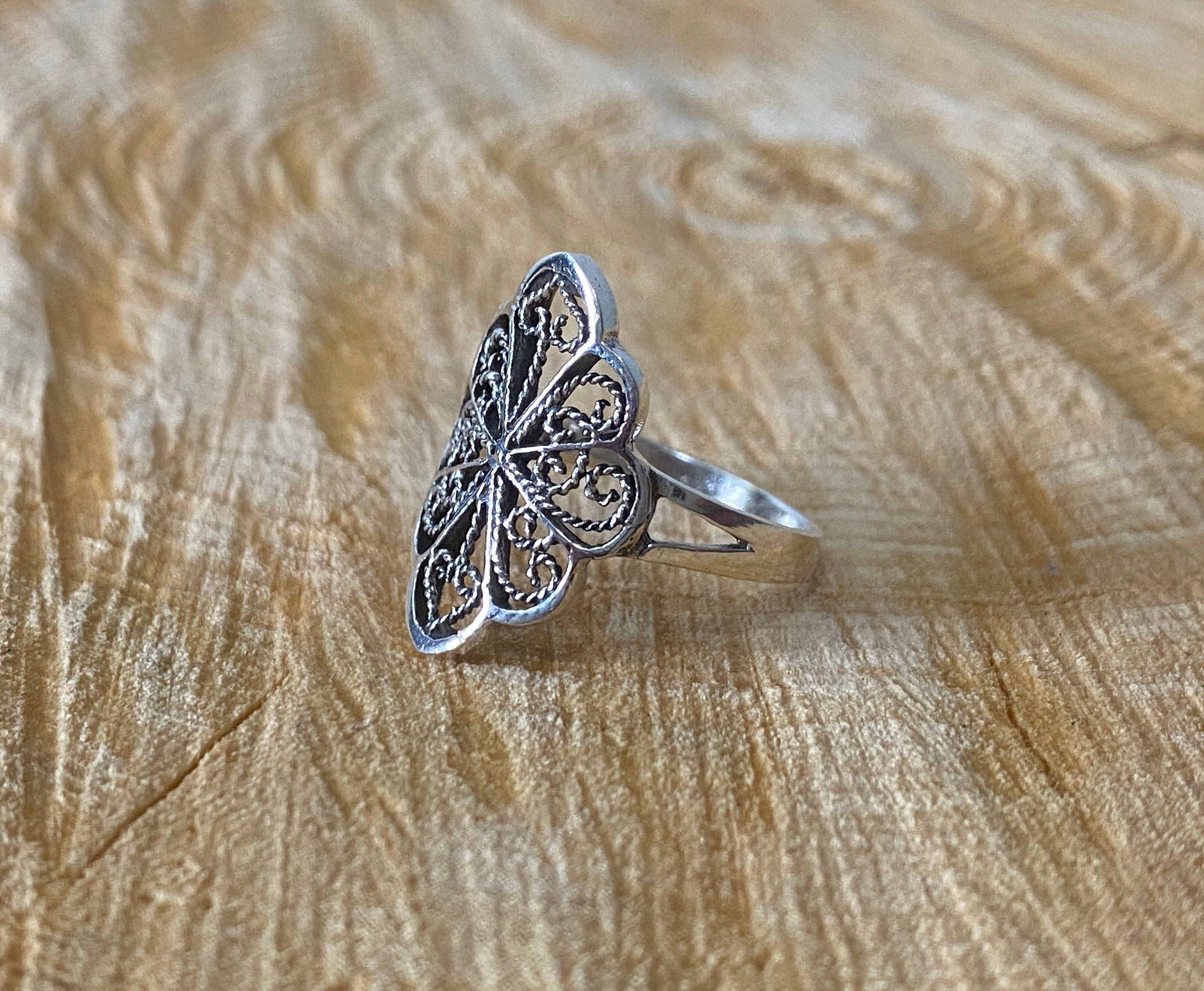 Silver Filigree Ring 925 Sterling Silver Filigree Design | Etsy