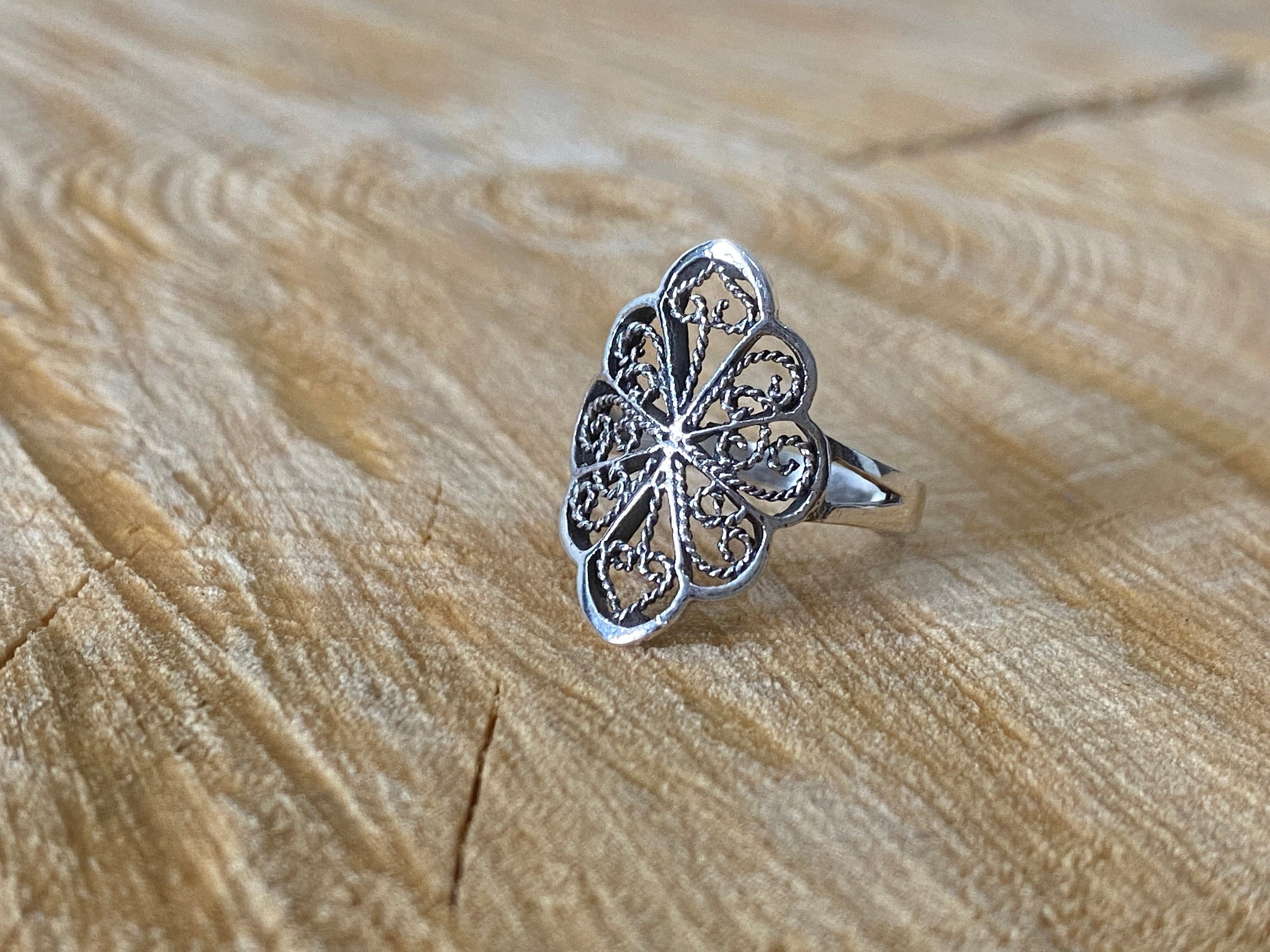 Silver Filigree Ring 925 Sterling Silver Filigree Design | Etsy