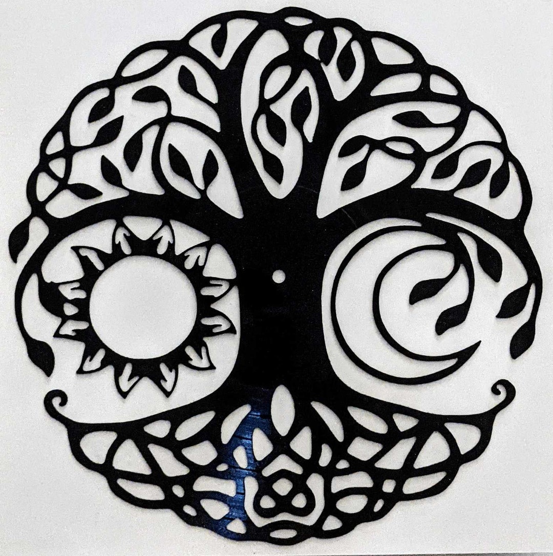 Tree of Life, Sun, Moon, Art, Vinyl Record, Gift, Wall Decor, Handmade ...