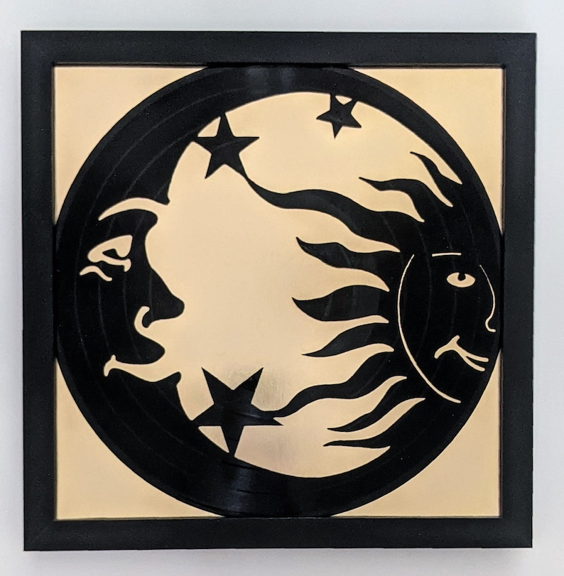 Sun and Moon, Celestial Art, Vinyl Record, Music, Gift, Decor, Handmade ...