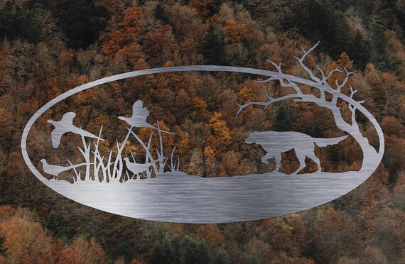 Pheasant and Dog Monogram | Etsy