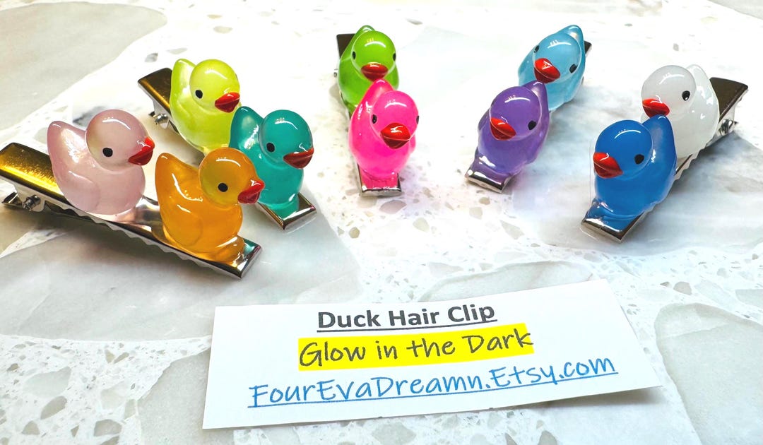 Glow in the Dark Duck Hairclip, Duck Accessories, Hair Clips, Birthday ...