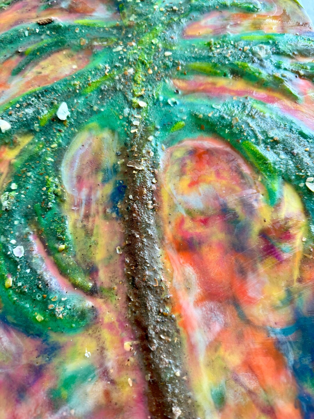 Palm Tree Sand Art, Coastal Artworks, Encaustic Painting, Beach Decor ...