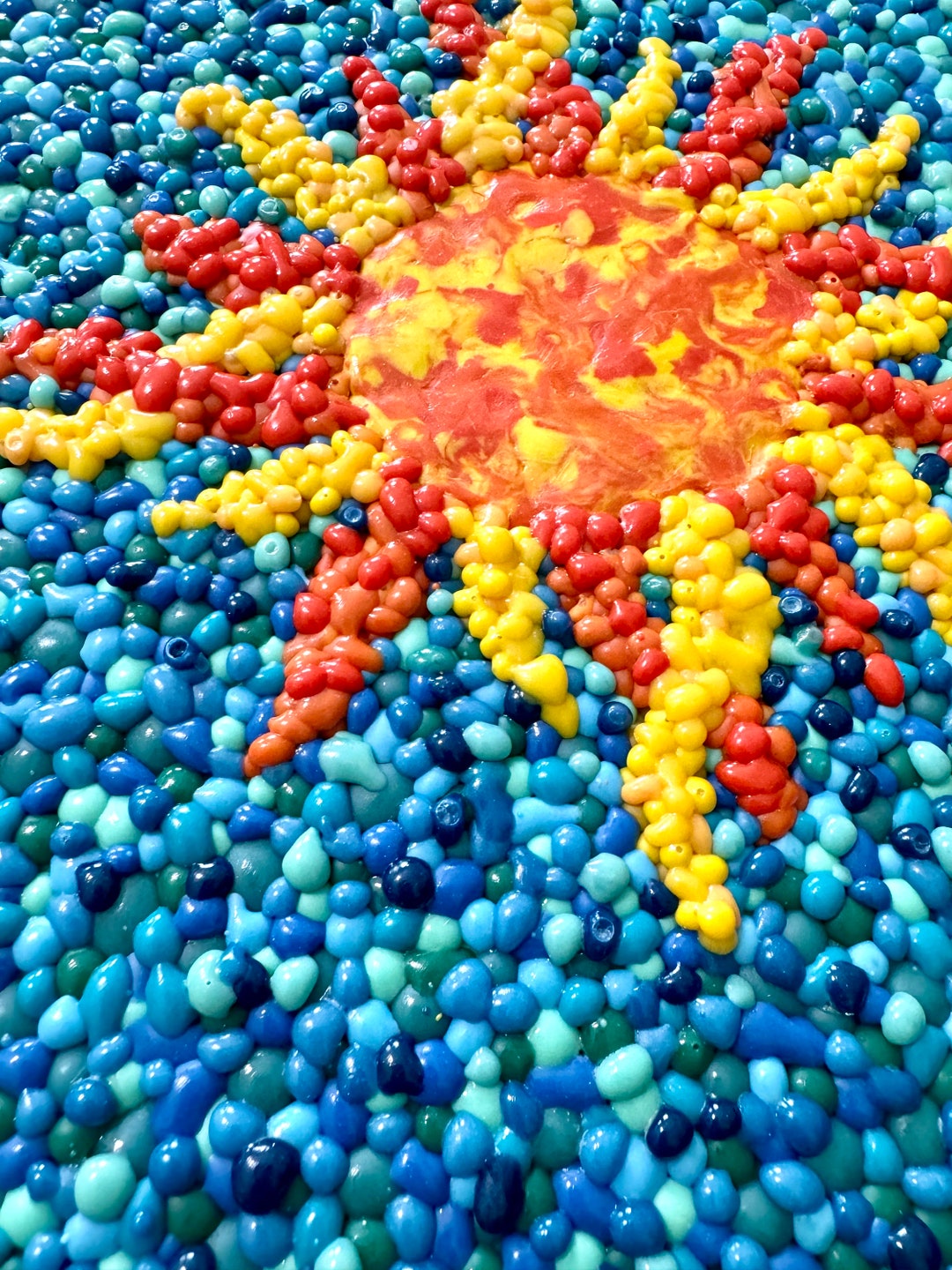 Sun Wall Art, Summer Artwork, Beach House Decor, Pointillism, Sun Decor ...