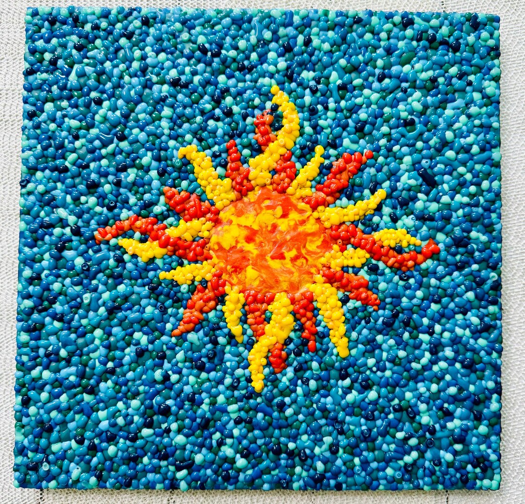 Sun Wall Art, Pointillism, Refreshing Art, Home Gift, Beach House, Sun ...