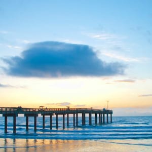 Seascape Pointillism Art, Beach Sunrise Painting, Living Room Decor ...