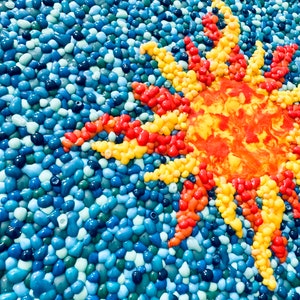 Sun Wall Art, Pointillism, Refreshing Art, Home Gift, Beach House, Sun ...