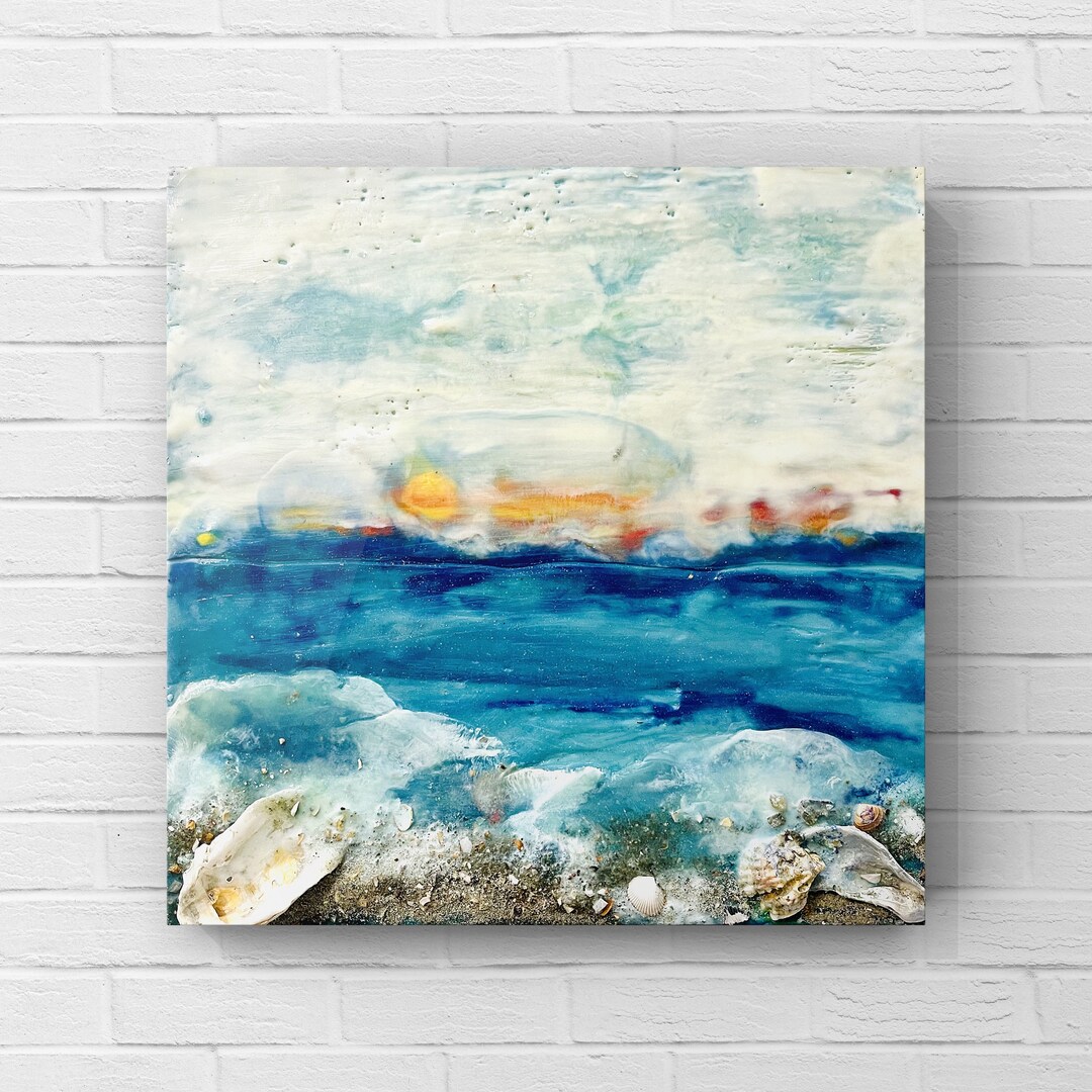 Beach Painting, Texture Ocean Art, Sand Art, Tybee Island Art, Cottage ...