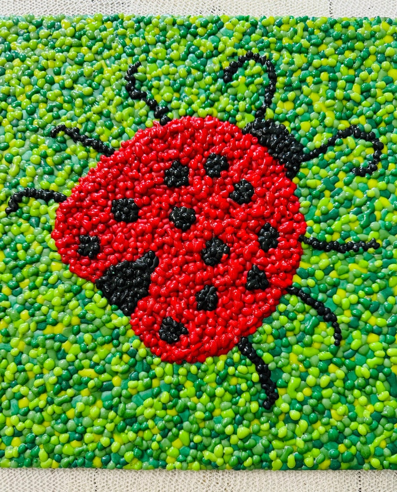 Spring Ladybug Wall Art, Textured Pointillism Dot Art, Housewarming ...