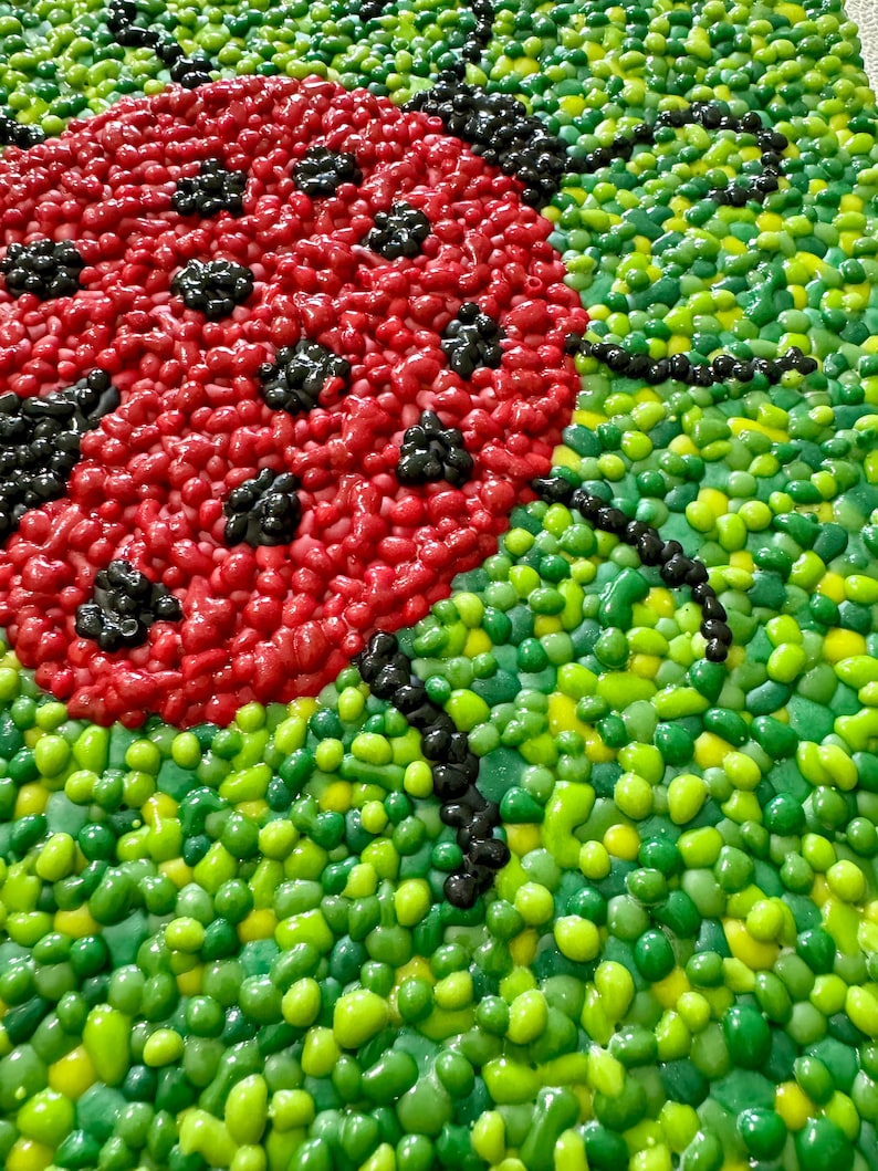 Spring Ladybug Wall Art, Textured Pointillism Dot Art, Housewarming ...