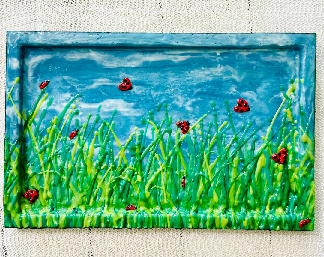 Textured Ladybug Wall Artwork, Ladybug Home Decor, Boho Home Decor ...