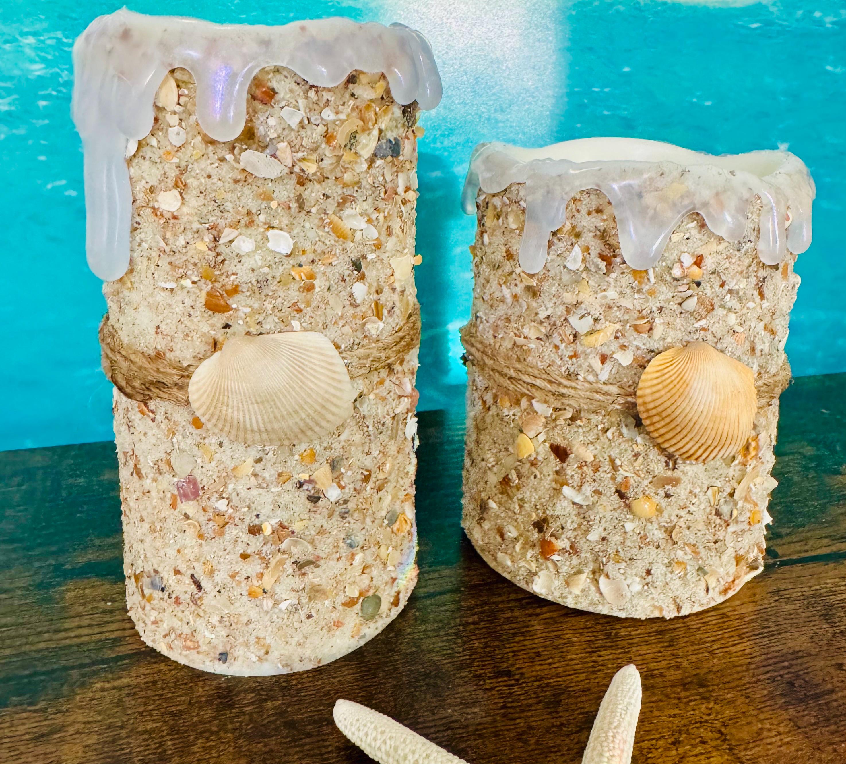 Beach Sand Flameless Candles, Battery Operated Candles, Pillar Candle ...