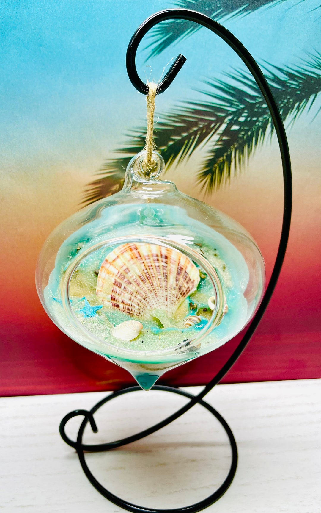 Mississippi Beach Sand Art, Beach Gift, Hanging Glass Art, Ocean Themed ...