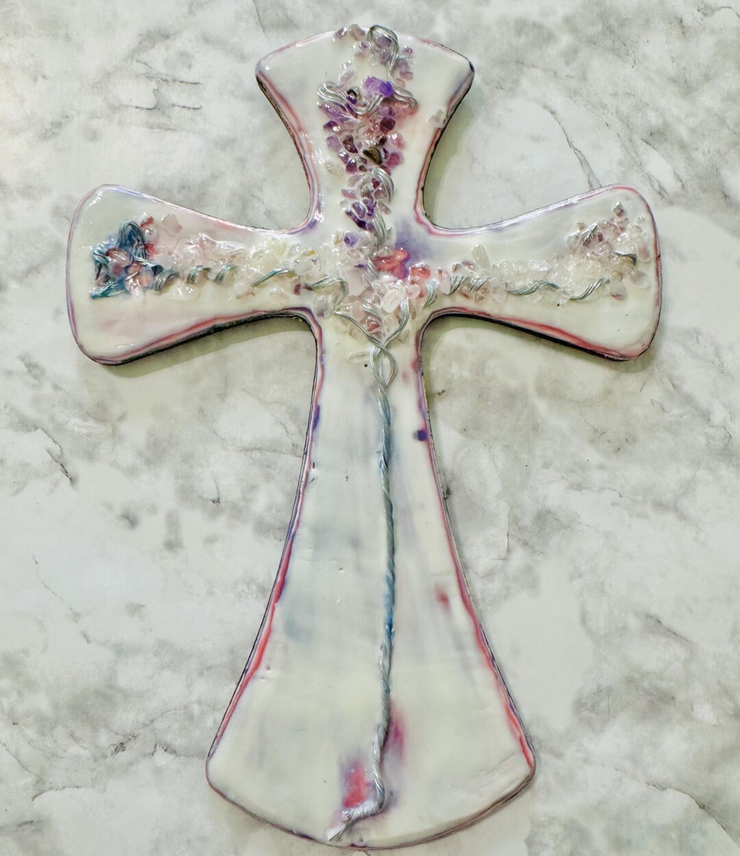 Tree of Life, Cross Wall Art, Crystal Art, Encaustic, Spiritual Gift ...