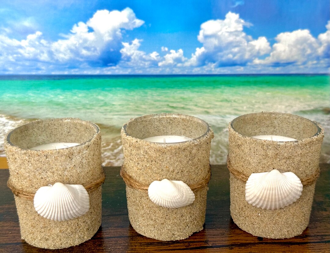 Sand Candle, New York, Beach Candle, Glass Candleholder, Coastal Home ...