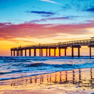 Seascape Pointillism Art, Beach Sunrise Painting, Living Room Decor ...