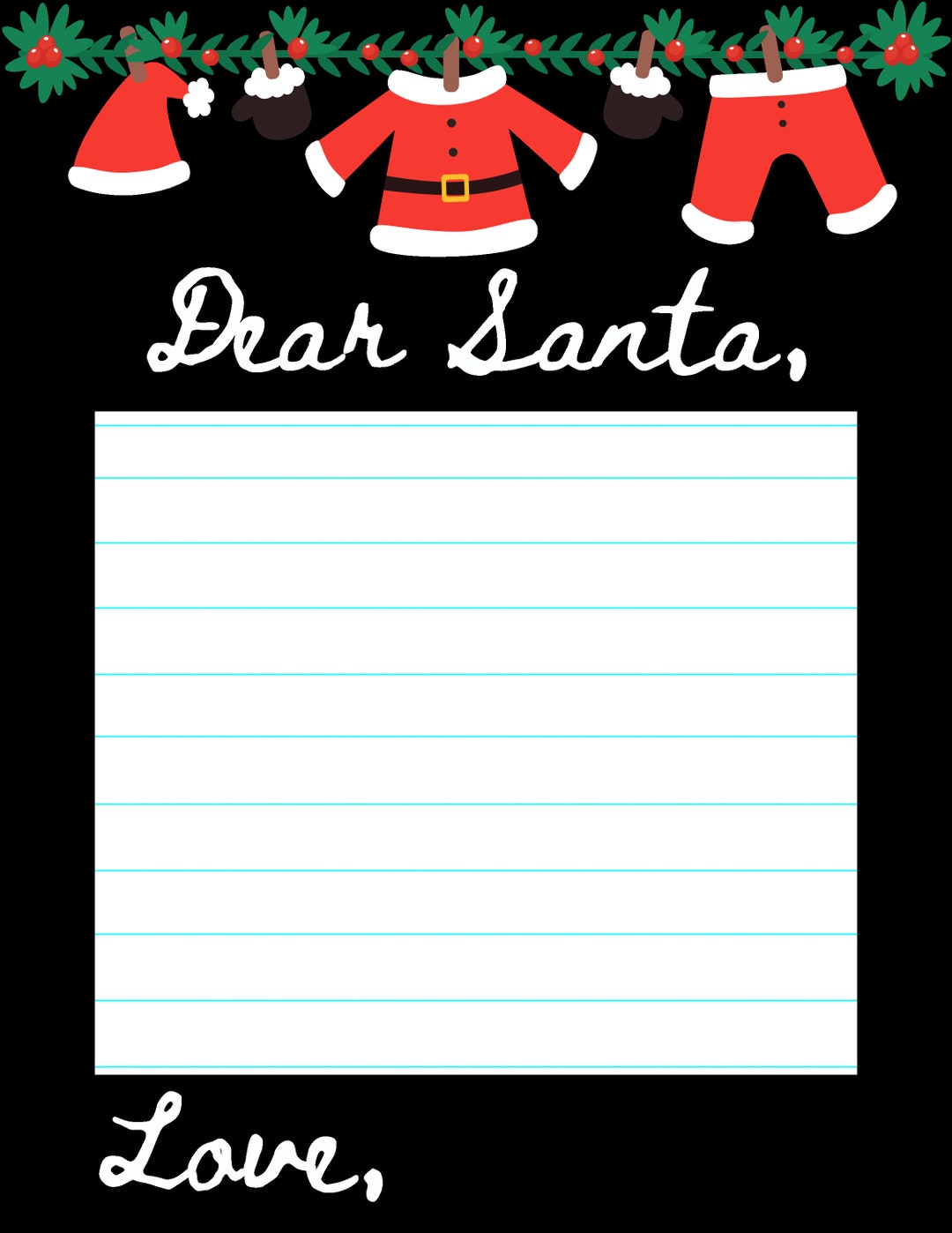 Dear Santa Letter Template - Etsy