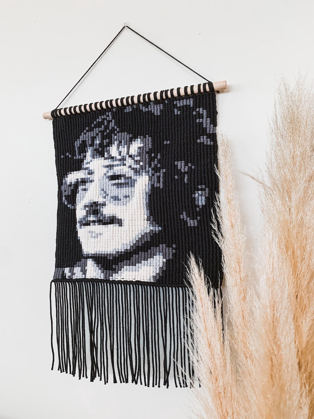 Bespoke Monochrome Macrame Art | Custom Macrame Face Portrait ...