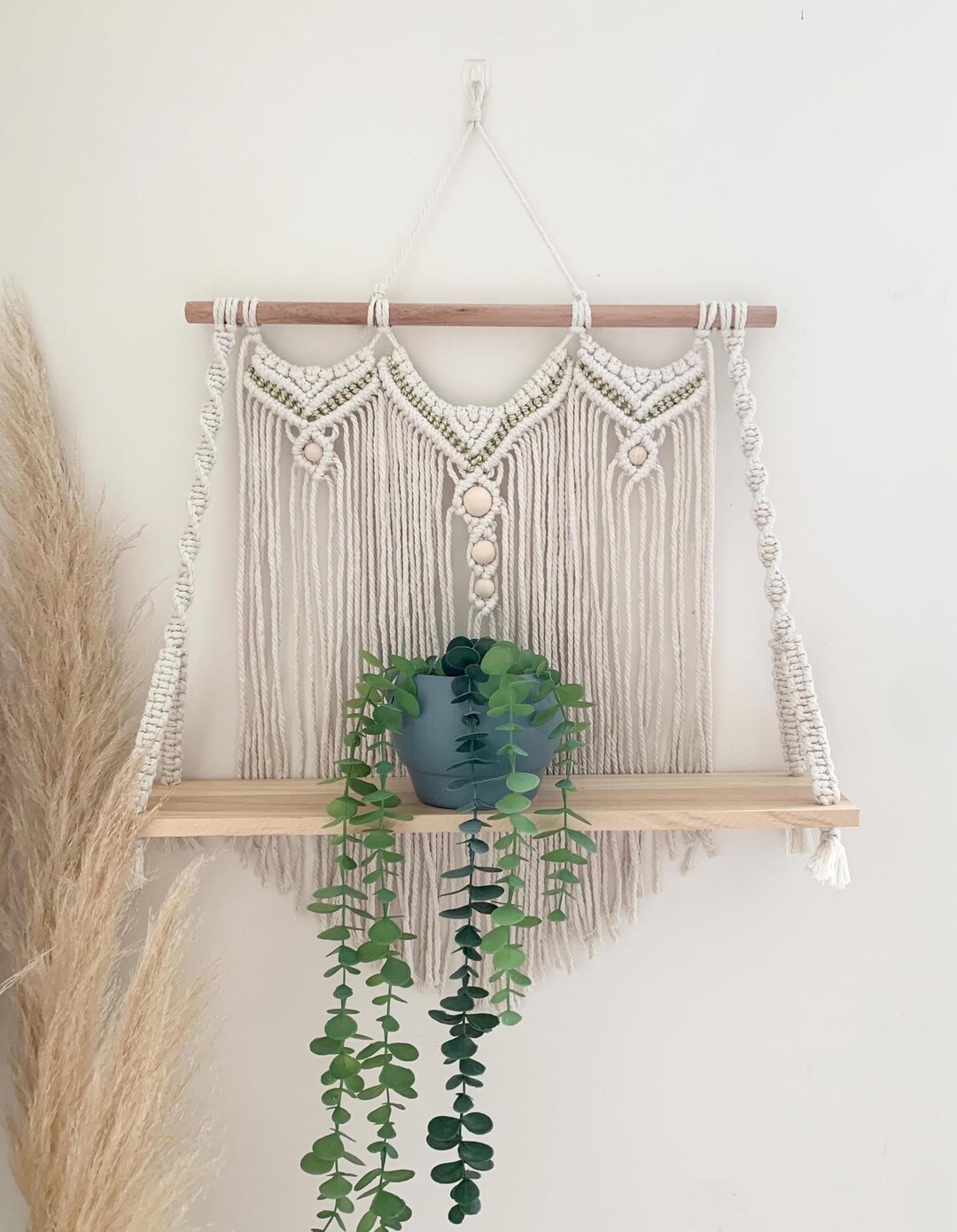 Handmade Macrame Shelf: Bohemian Home Decor With Wooden Beads - Etsy