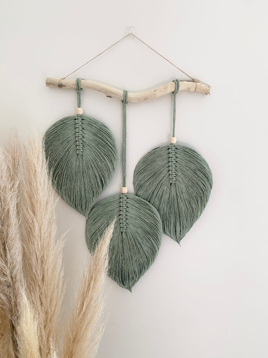 Handcrafted Macrame Leaf Wall Hanging | Natural & Custom Colors | Bohemian Style | Macrame ...