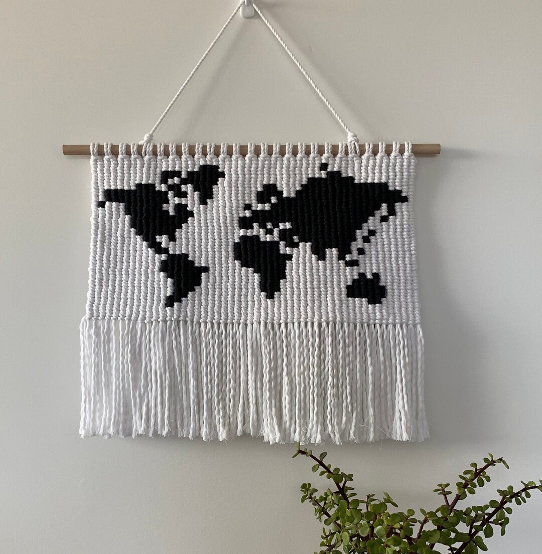 World Map, Wall Map of the World, Small Macrame Wall hanging, Wall ...