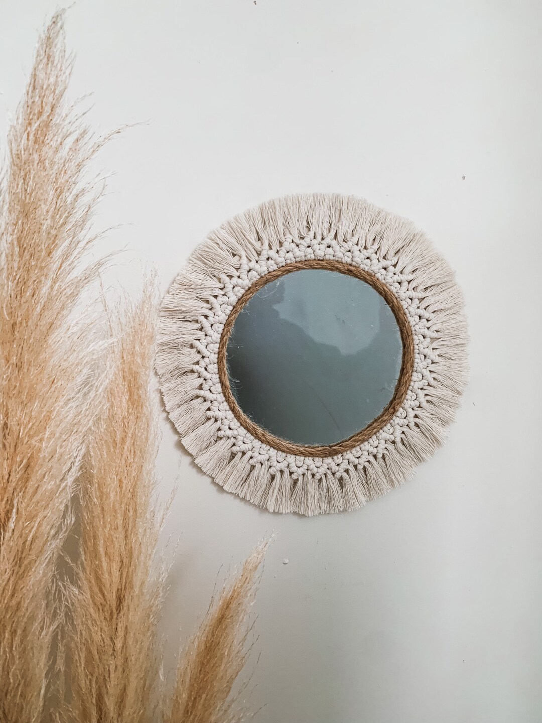 Handmade Macrame Mirror for Small Spaces – Boho Wall Décor, Tiny House ...