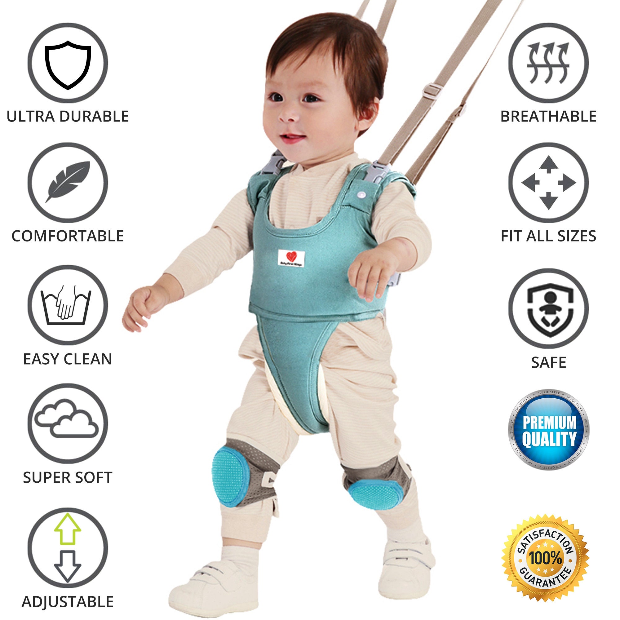 Baby Walking Harness Assistance, Adjustable Walker With Safety Belt, 8 ...