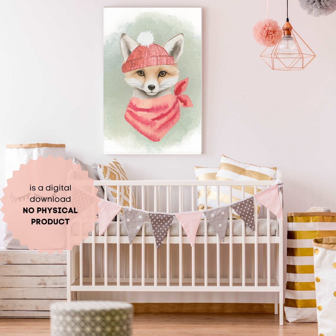 Woodland Animals Printable Wall Art - Fox, Winter Hats and Scarves ...