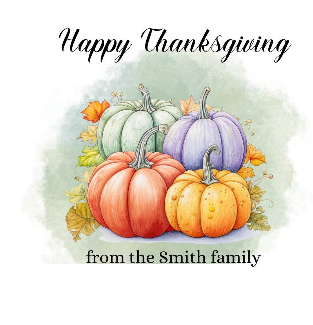 Printable Personalized Thanksgiving Card Card PDF, Watercolor Pumpkins ...