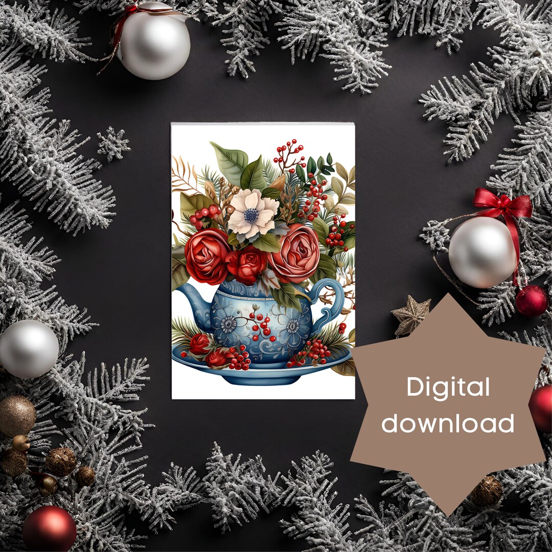 Printable Card PDF Featuring a Beautiful Floral Arrangement in - Etsy