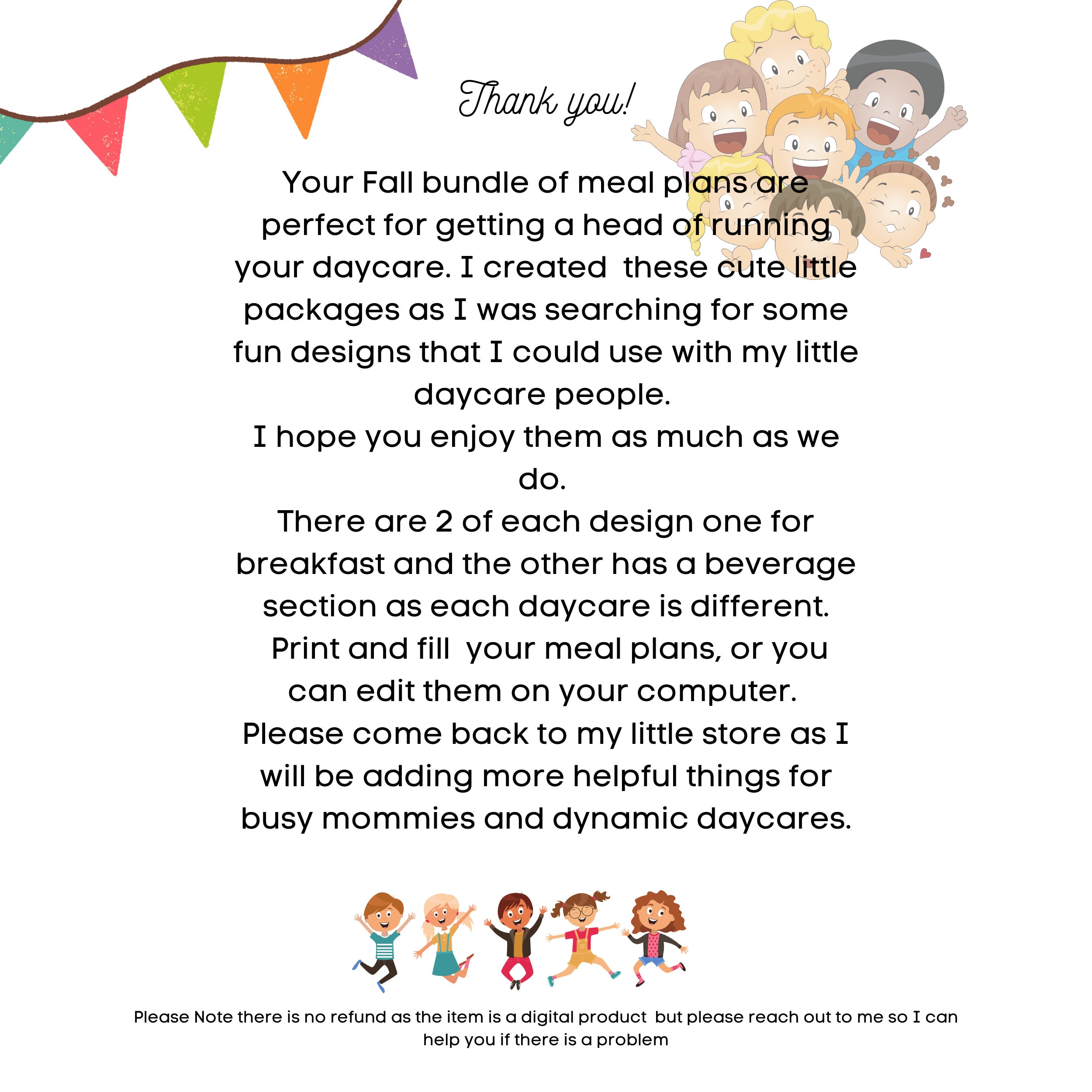 Daycare Meal Planner, a Set of 5 Different Designs, Perfect for Home or ...
