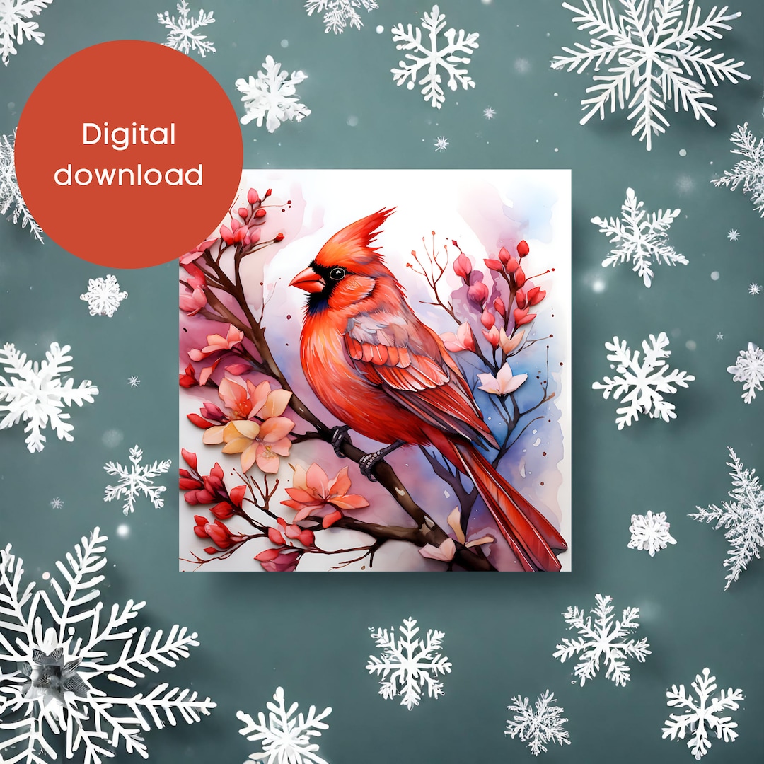 Tarjeta imprimible en PDF con un hermoso cardenal un símbolo - Etsy México