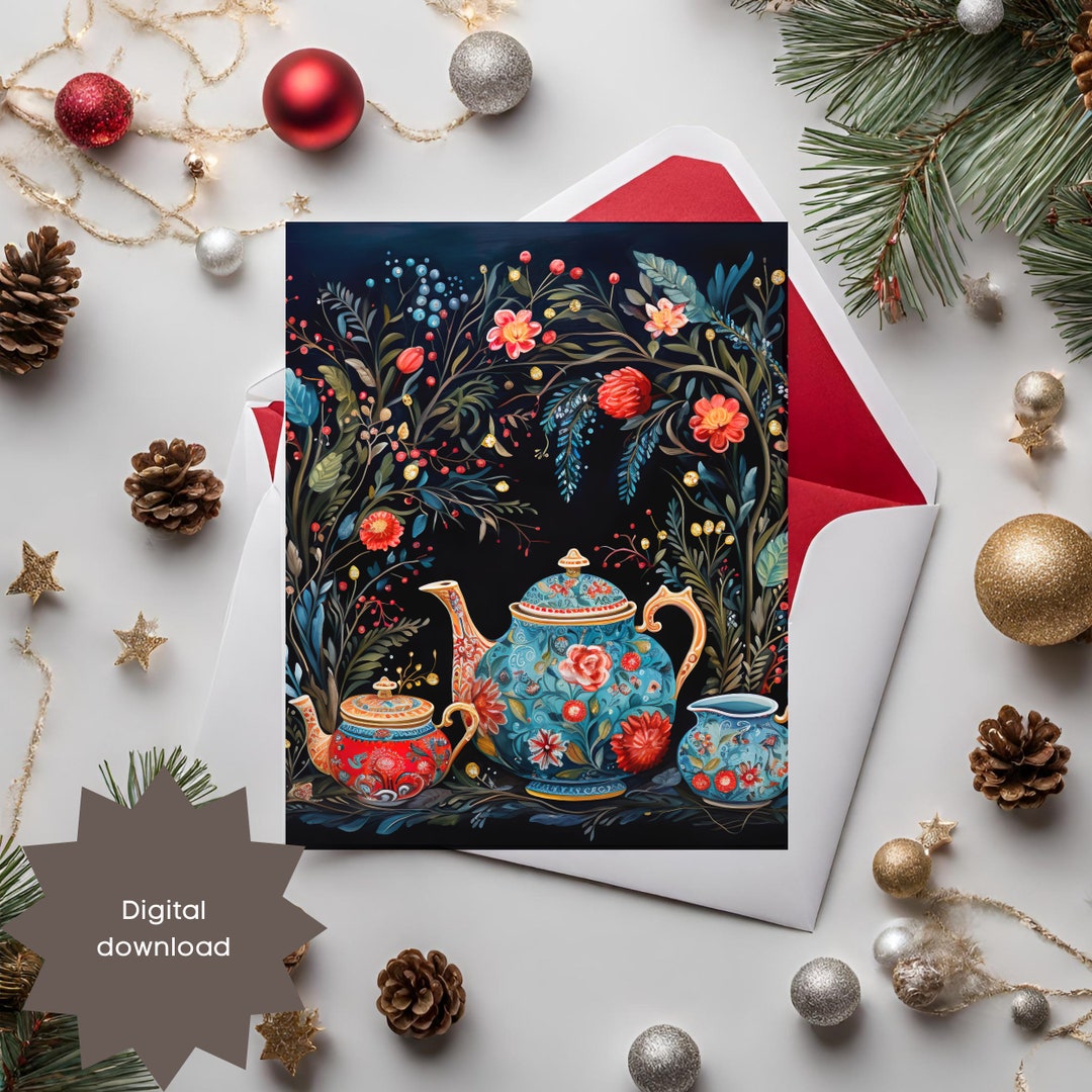 Printable Card PDF Featuring a Beautiful Floral Arrangement in a Bhoh ...