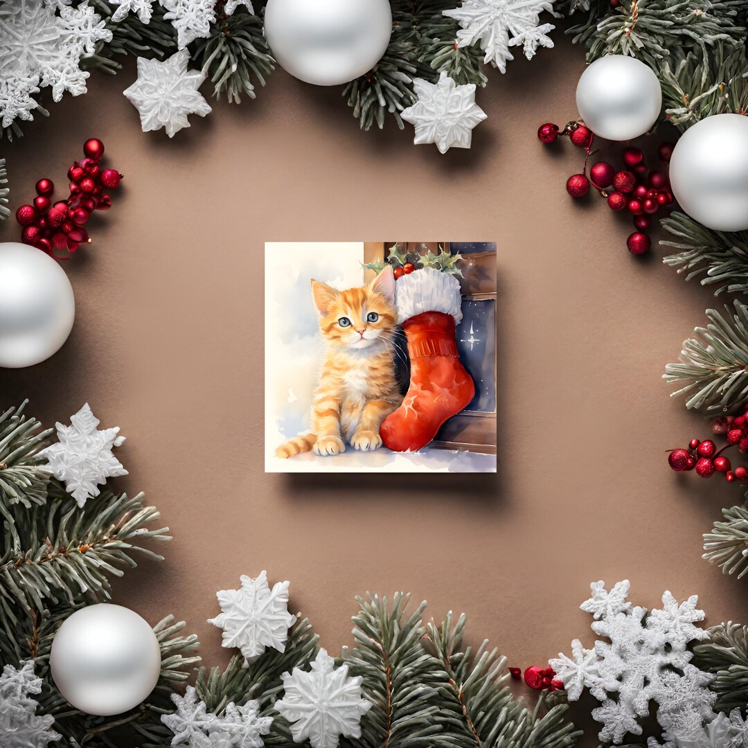 Printable Card PDF Featuring a Beautiful Playful Kitten in a ...