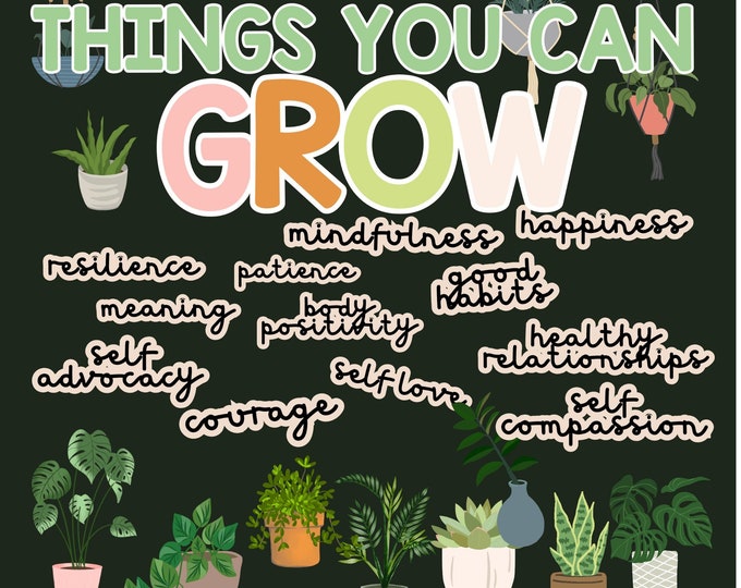 Growth Mindset Bulletin Board, Plants, Boho, Succulents, Affirmations ...